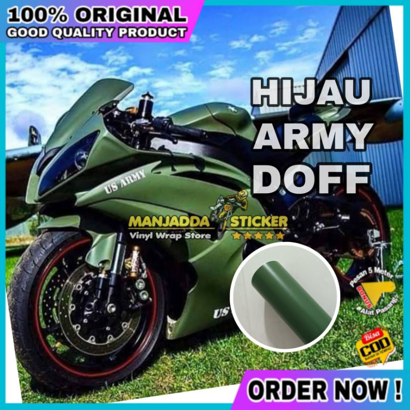 Jual Permeter stiker skotlet hijau army doff premium bahan tebal lentur mudah dipasang | Shopee ...