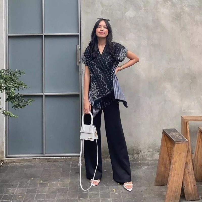 Jual Atasan wanita tenun troso, atasan tenun ikat kombinasi lurik | Shopee Indonesia