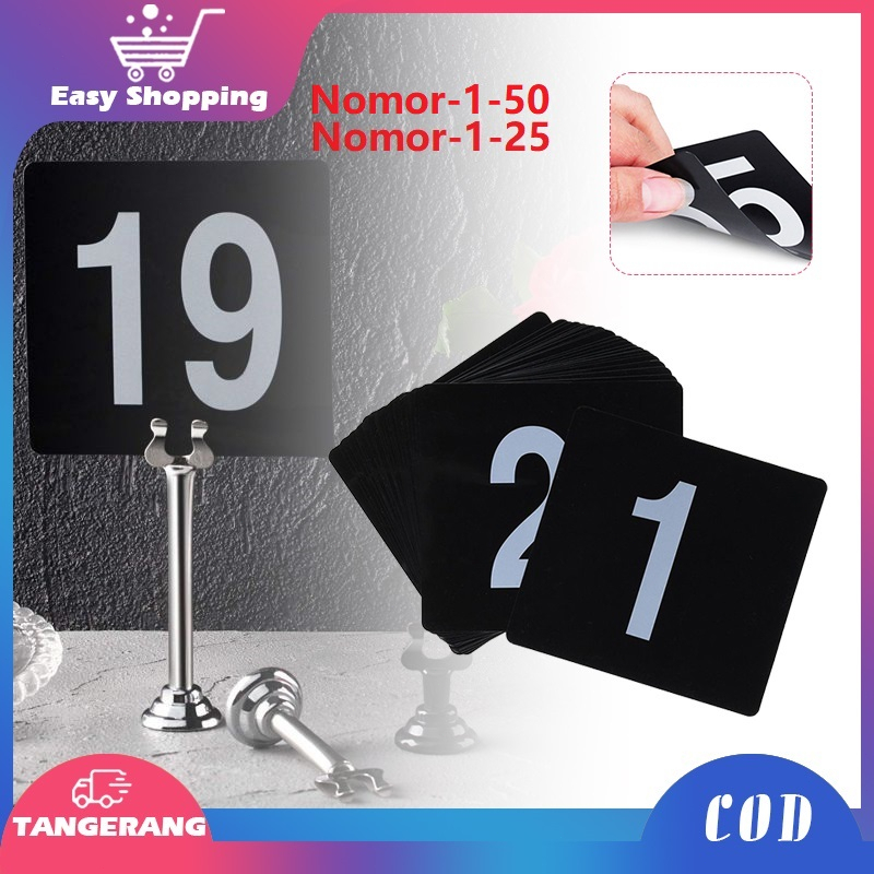 Jual Nomor 1-50 Nomor Meja Cafe Hitam Table Number Sign Nomer Meja ...