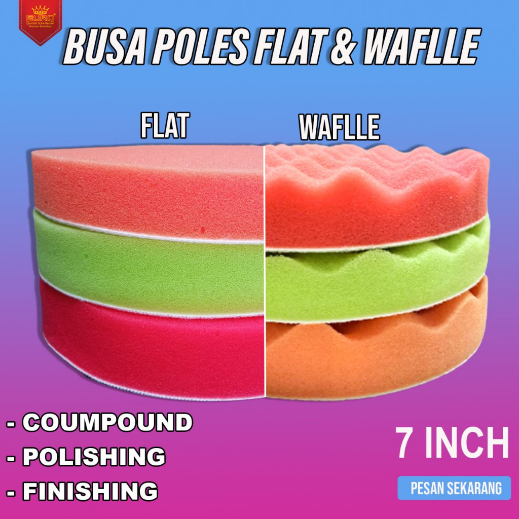 Jual Busa Poles 7 inch Flat dan Bergelombang Sponge Polishing Pad Mobil ...