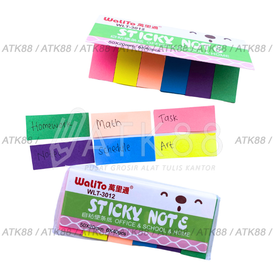 Jual Memo Tempel Fluourescent Sticky Notes Walito 50x20 WLT-3012 240 ...