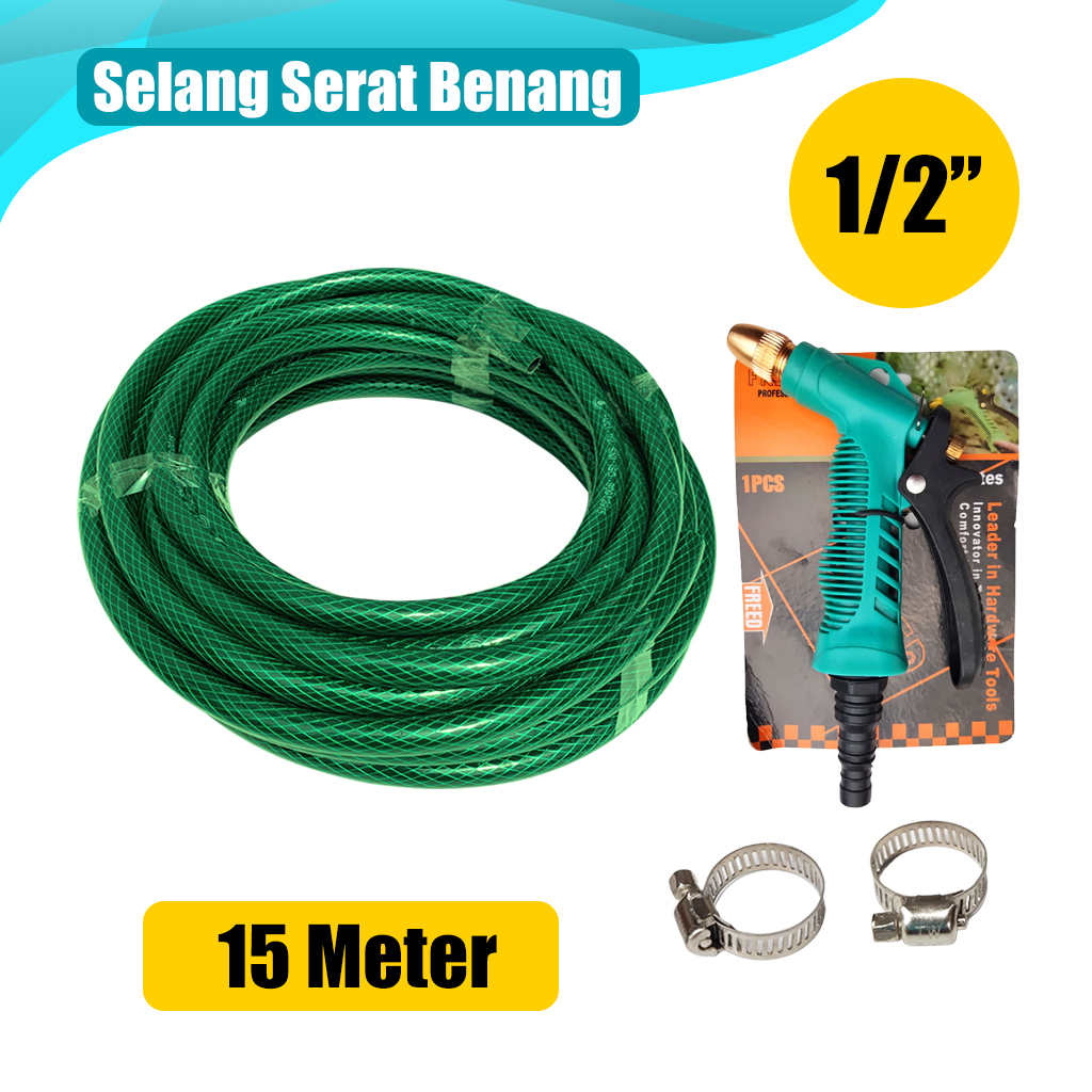 Jual Paket Selang Serat Benang Anti Lumut Selang Benang Ukuran 1/2 - Selang Air Anti Tekuk FREE ...