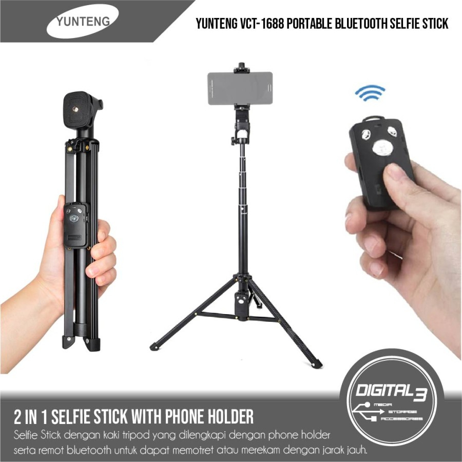 Jual Yunteng VCT-1688 / VCT-1688L Tripod Camera 1.3M / 1.9M + Remote ...