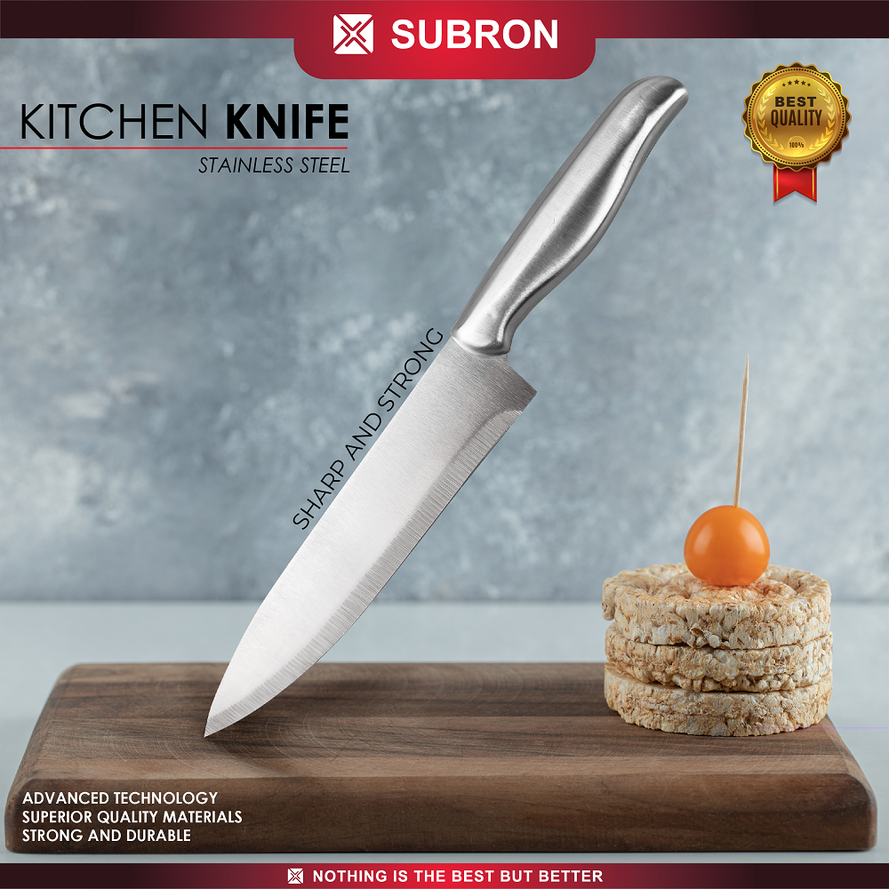 Jual SUBRON Pisau Dapur Stainless Tebal 28cm 30cm 32cm Tajam Kitchen ...