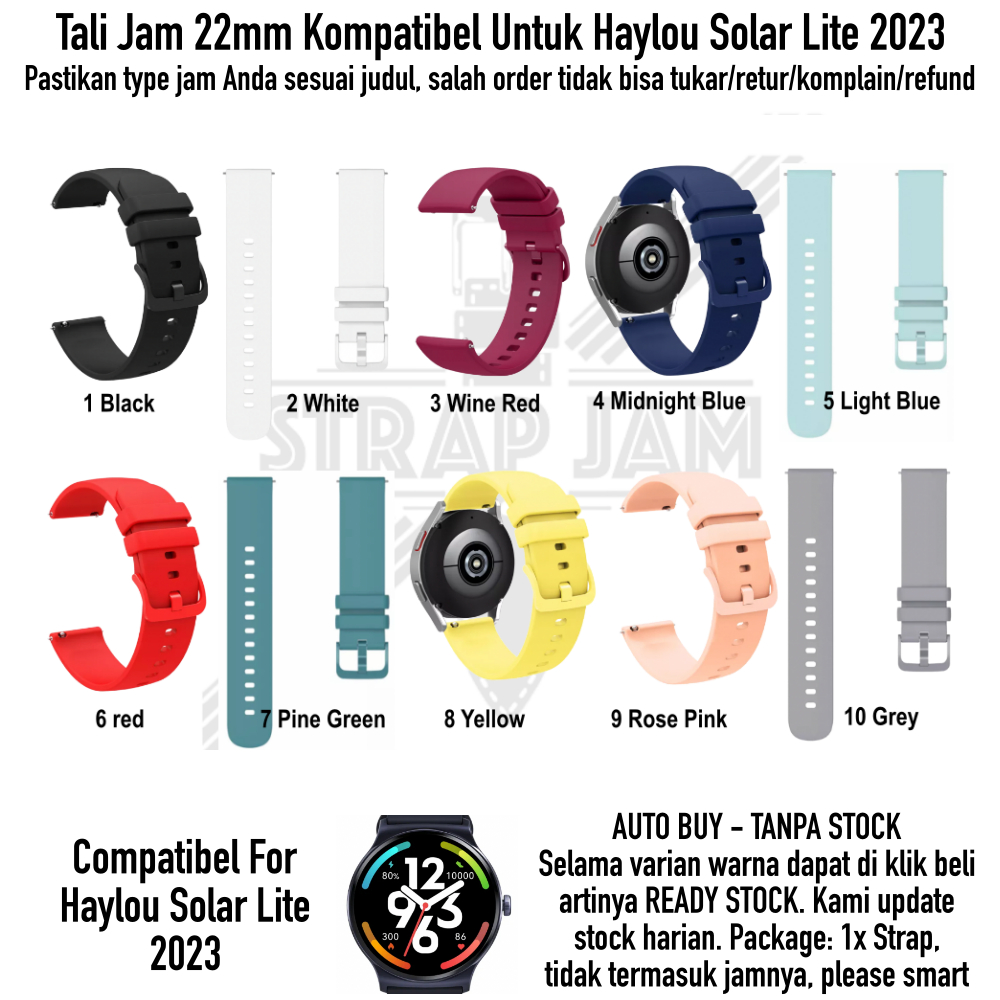 Jual PWK Tali Jam Haylou Solar Lite 2023 - Strap 22mm Silikon Rubber Quick Release | Shopee ...