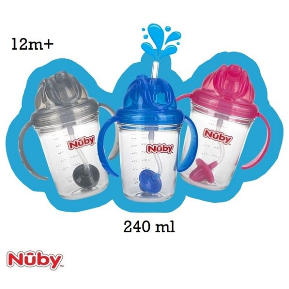 Jual Nuby Tritan Flip It Weighted With Straw 240ml Botol Minum | Shopee Indonesia