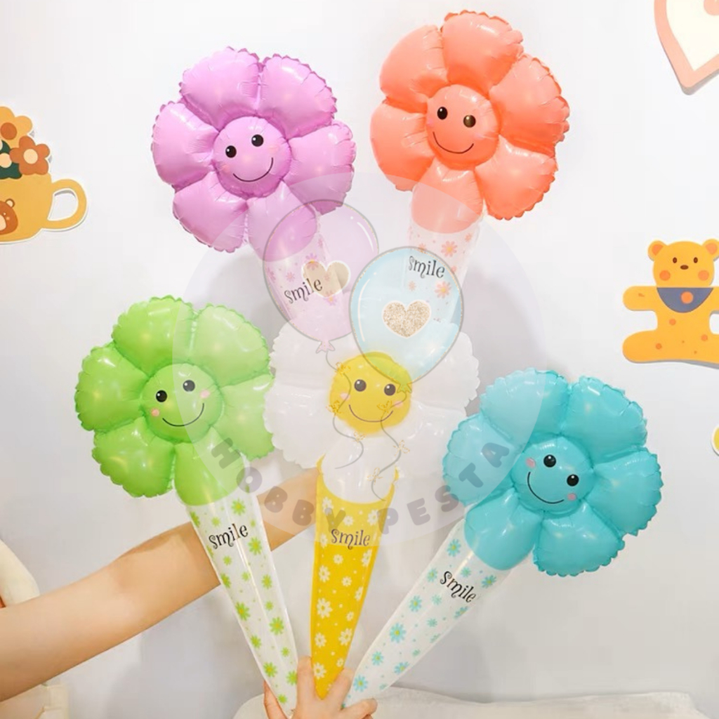 Jual [ECER] Balon Pentungan Panjang Bunga Pastel / Balon Tongkat Bunga ...