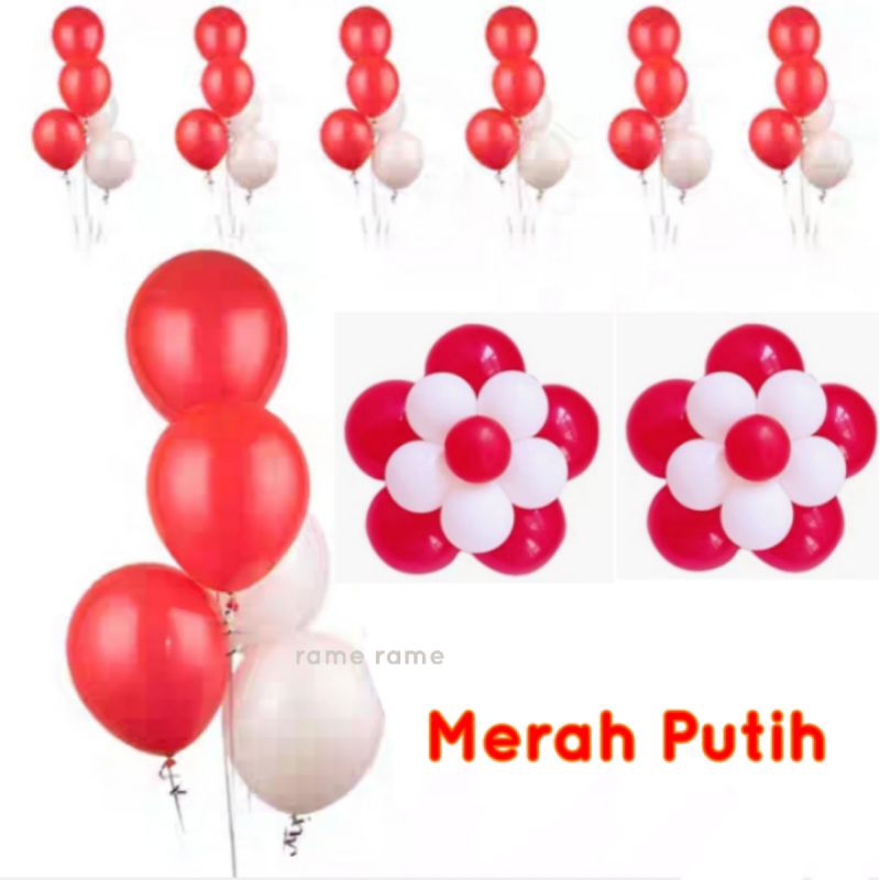 Jual Balon Merah Putih Latex Polos 50pcs | Shopee Indonesia