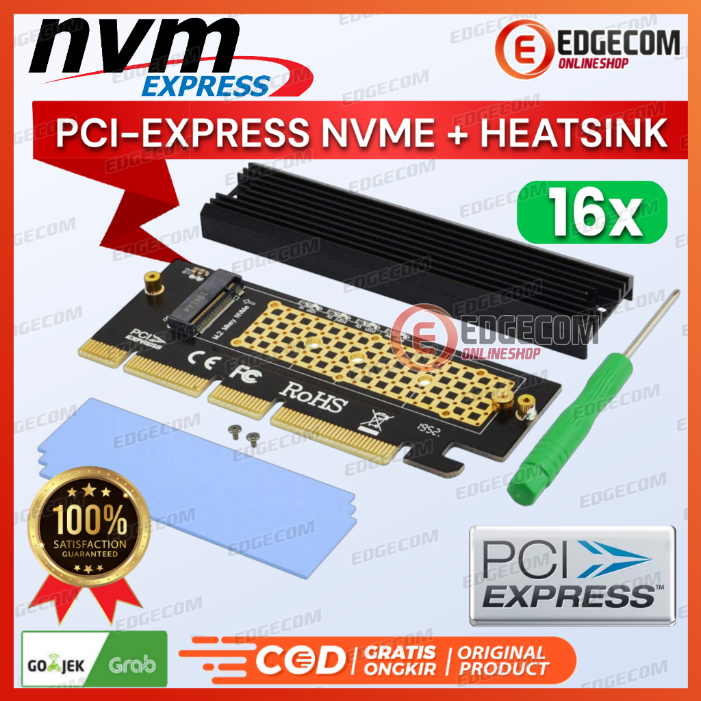 Jual PCIE PCI EXPRESS X16 NVME M.2 SSD Expansion Card + Heat Sink ...