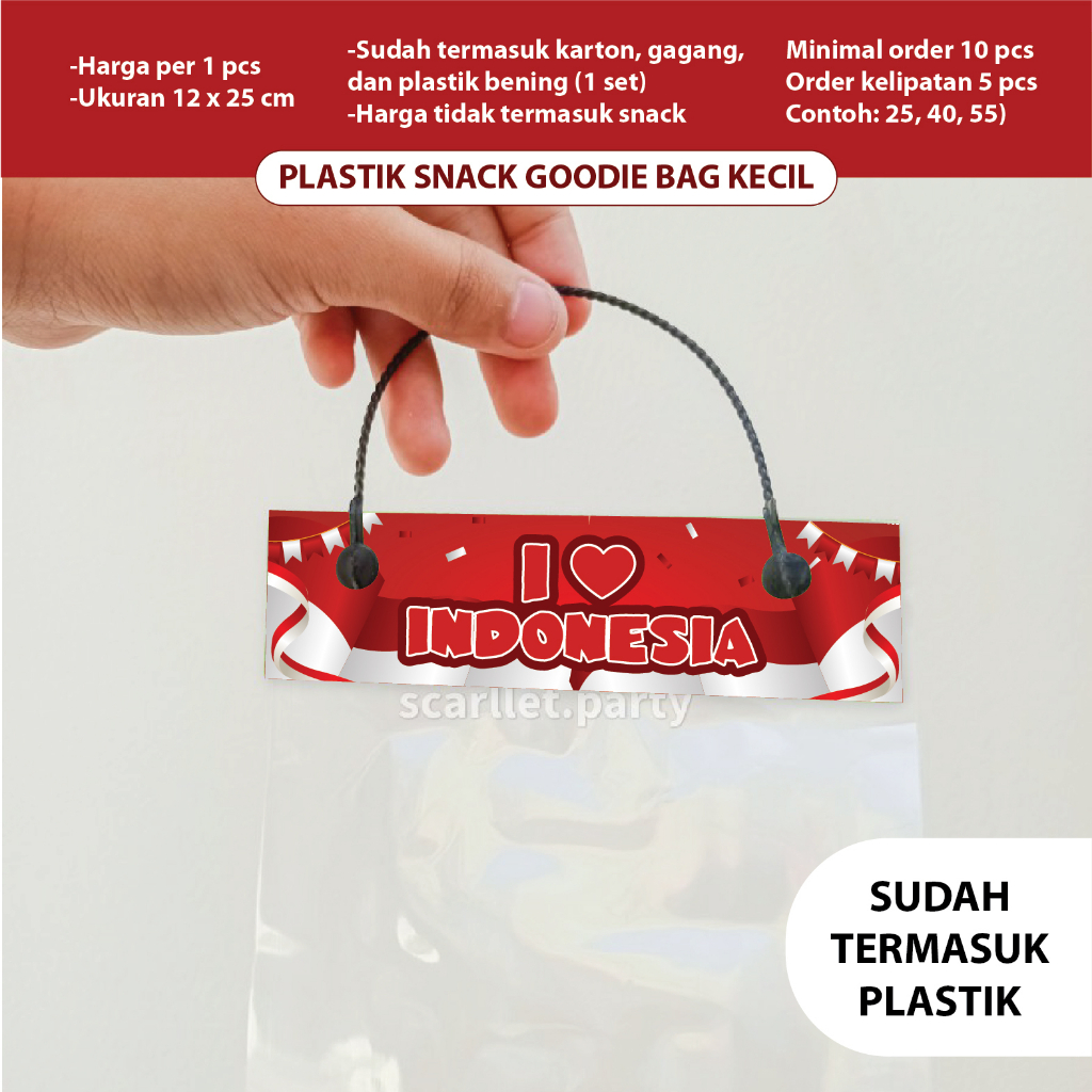 Jual [MINIMAL ORDER 10] GOODIE BAG I LOVE INDONESIA PLASTIK SNACK 17 ...
