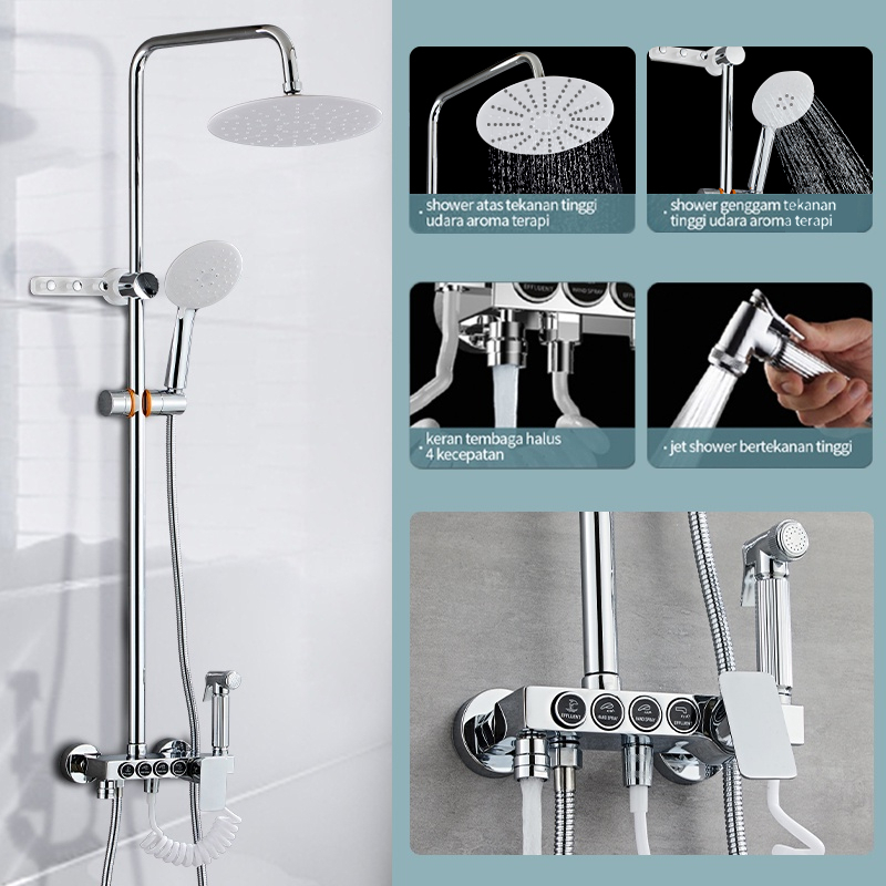 Jual Shower Kamar Mandi 4 in 1 Set Dengan Faucet Sprayer/shower set kamar mandi panas dingin ...