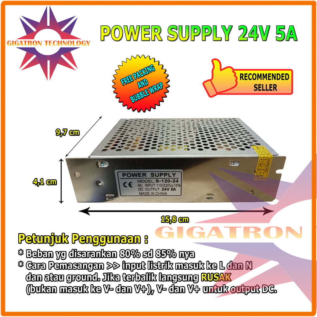 Jual Power Supply 24V 5A Body Jaring / Trafo Switching Power Supply PSU ...