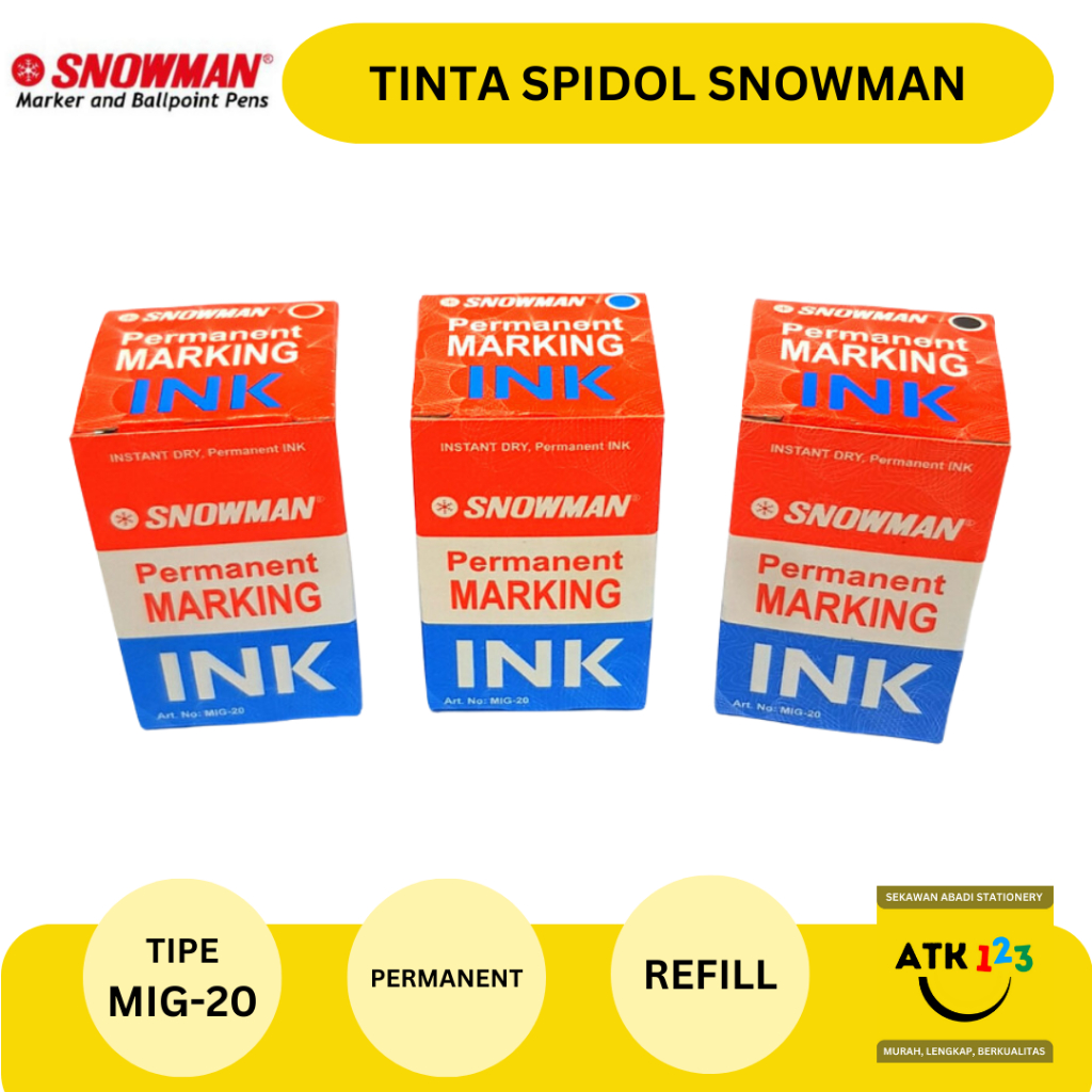 Jual SNOWMAN Refill Spidol Tinta Spidol Permanant Marking Merk Snowman ...