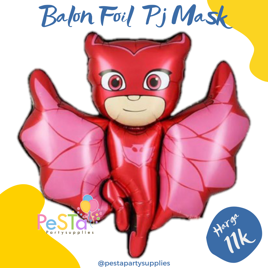 Jual Balon Foil Karakter PJ Mask Biru - Merah - Hijau/PJ Mask Owlette Red - Catboy Blue - Gekko ...