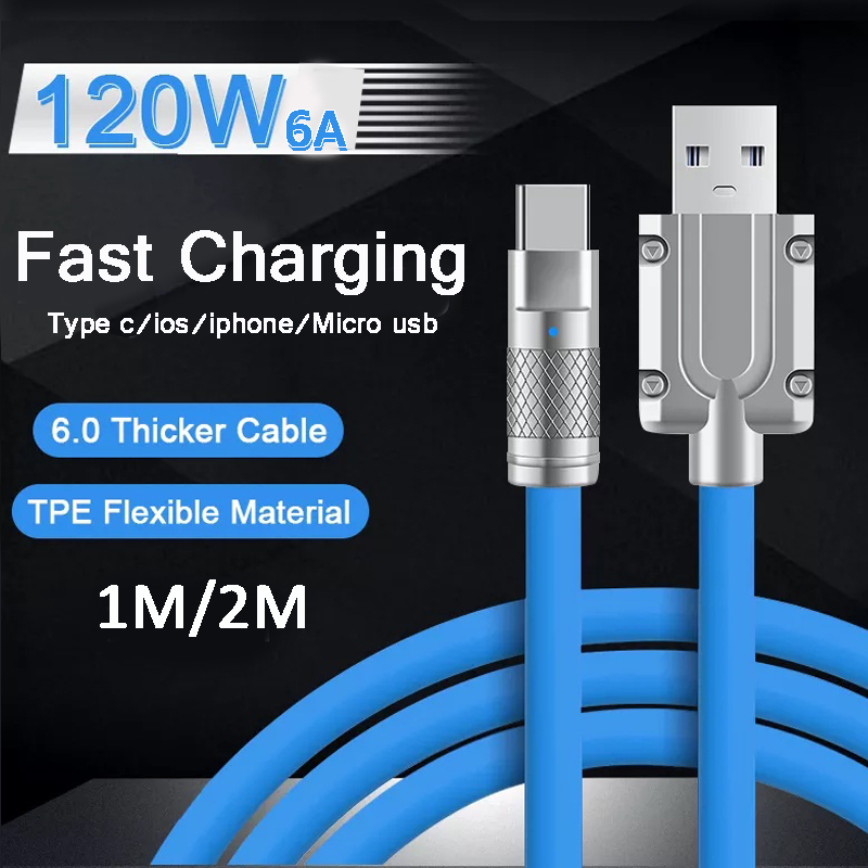 Jual 120W Kabel Data Type C/ Micro USB /ios/iphone Super Fast Charging ...