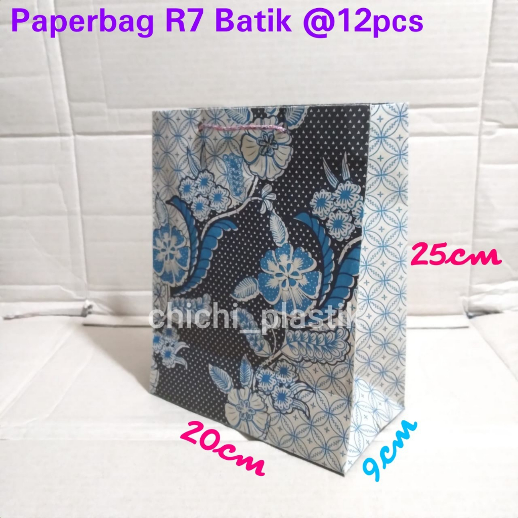 Jual Isi 12pc Paperbag R7 batik lusinan / tas kertas motif batik 20 x ...