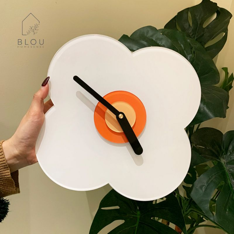 Jual Blou Jam Dinding bunga unik aesthetic korea art clock flower ...