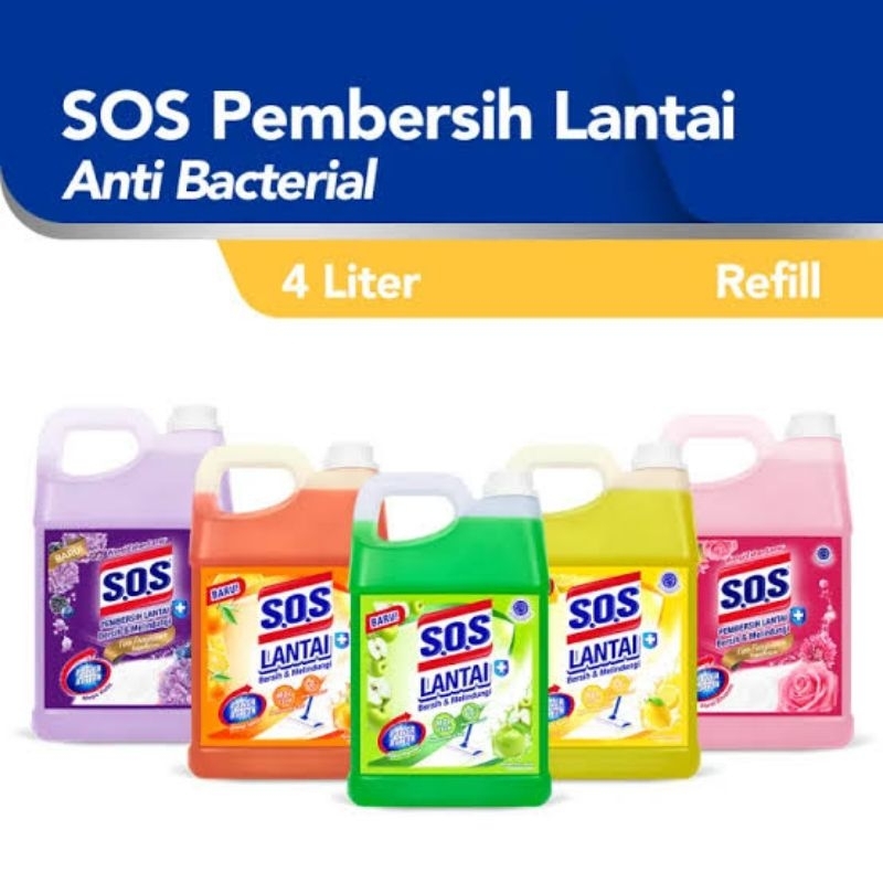 Jual SOS Pembersih Lantai 4L Jerigen Anti Bacterial Lantai Sereh 3,6L ...