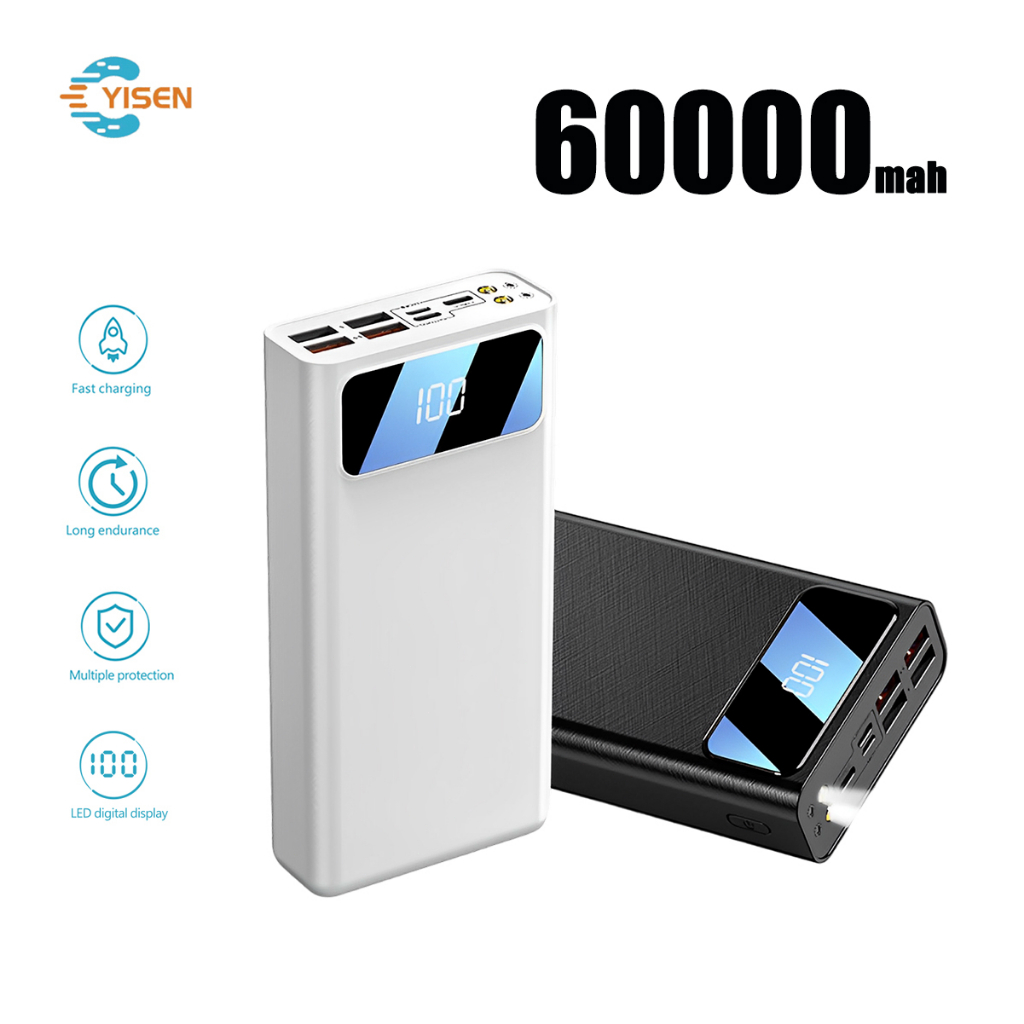 Jual Yisen 60000mAh Power Bank 4 USB Pengisian Cepat Powerbank ...
