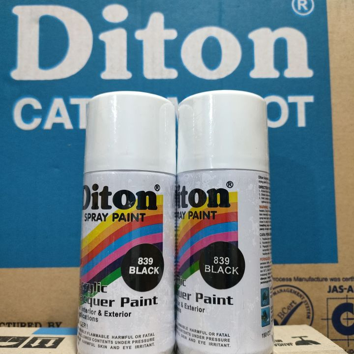 Jual cat Diton Black 839 Diton Hitam 839 150cc Spray Hitam Kilap Cat Semprot Pilok Mengkilap ...
