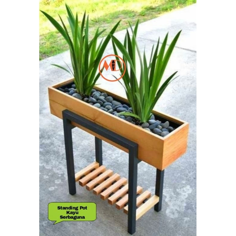 Jual Standing Pot kayu Serbaguna/Stand pot Kotak Minimalis Jati Beland ...