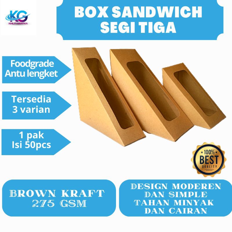 Jual ( minimal order 50pcs ) Box packaging sandwich segitiga Laminasi ...