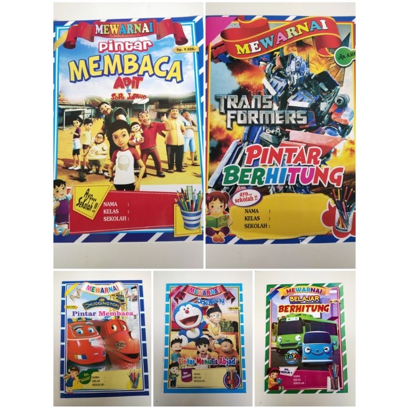Jual Paket 5 Buku Mewarnai Untuk PAUD & TK Gambar Kartun Cowok | Shopee ...