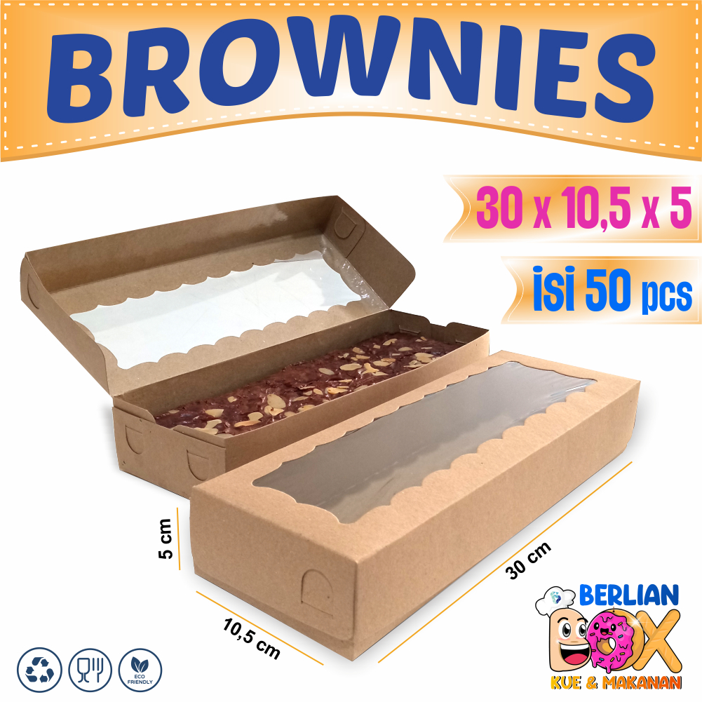 Jual Dus Brownies Box Brownies Kraft Polos 30X10,5X5 isi 50 pcs Tebal ...