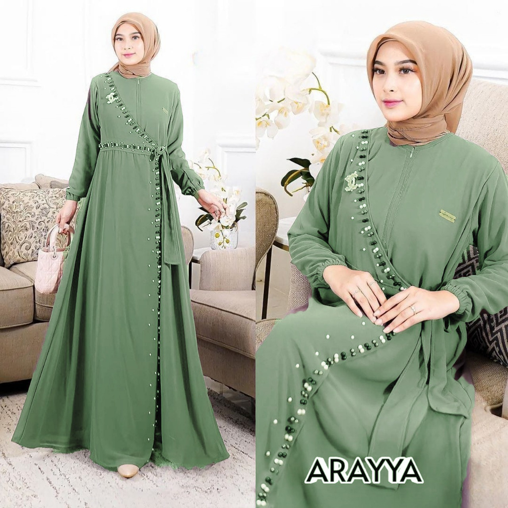 Jual Gamis Kondangan Elegan Gamis Arayya Maxi Gamis Ceruty Dengan Aksen ...