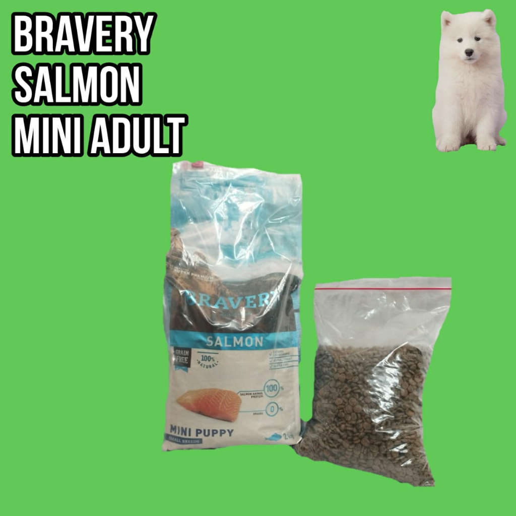 Jual BRAVERY DOG SMALL BREED SALMON MINI ADULT 1KG REPACK | Shopee ...