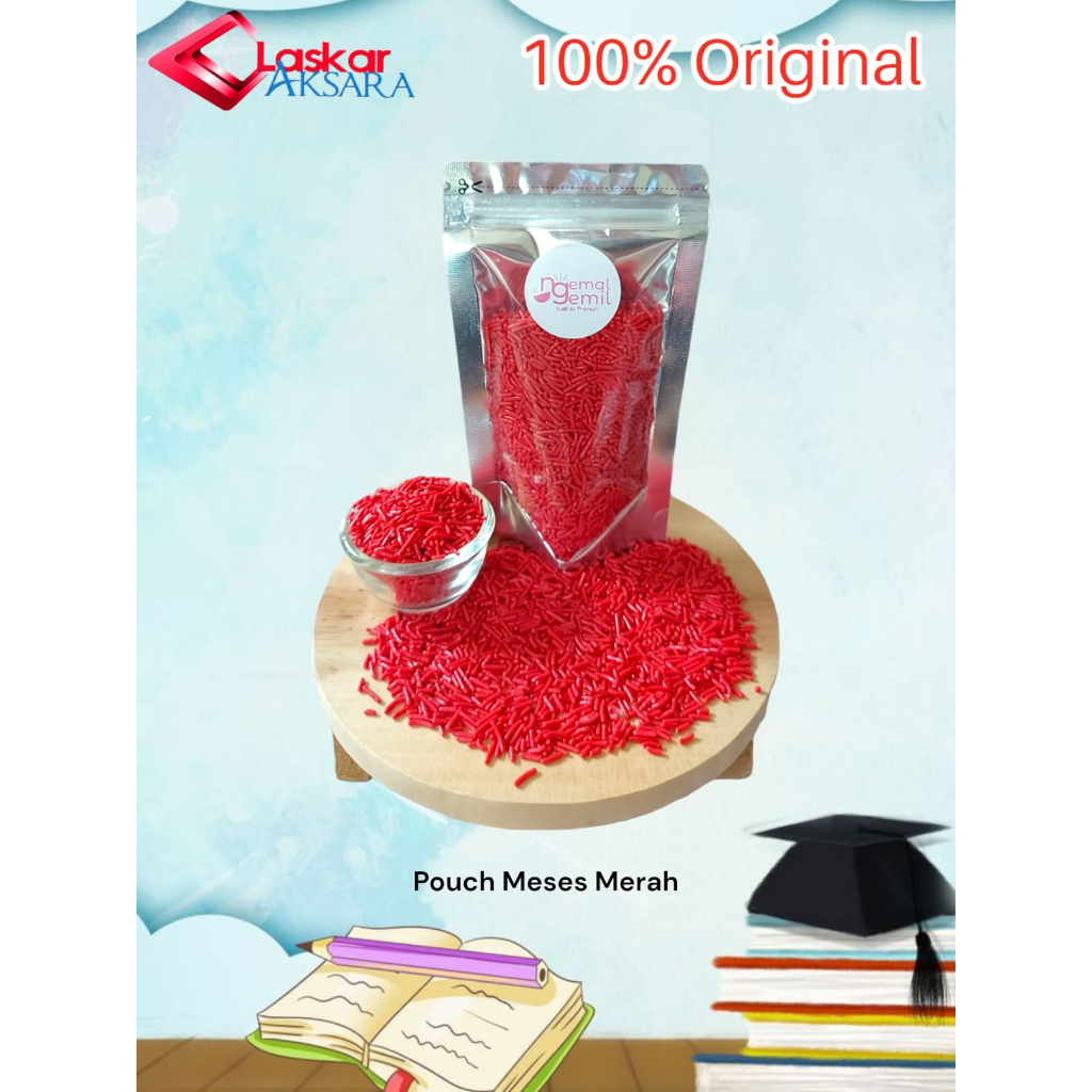 Jual Pouch Meses Merah Butiran Coklat Sprinkle Topping Donut Kue Bolu ...