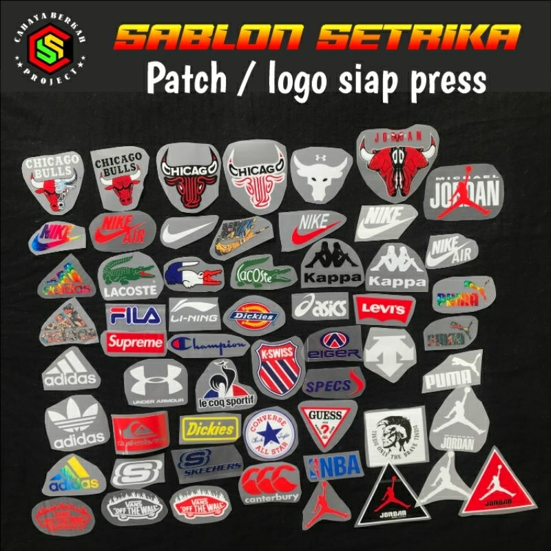 Jual sablon setrika sablon logo brand olah raga stiker baju logo baju ...