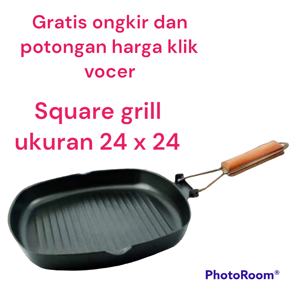 Jual alat pemanggang square grill pan ukuran 24 bahan antii lengket dan ...