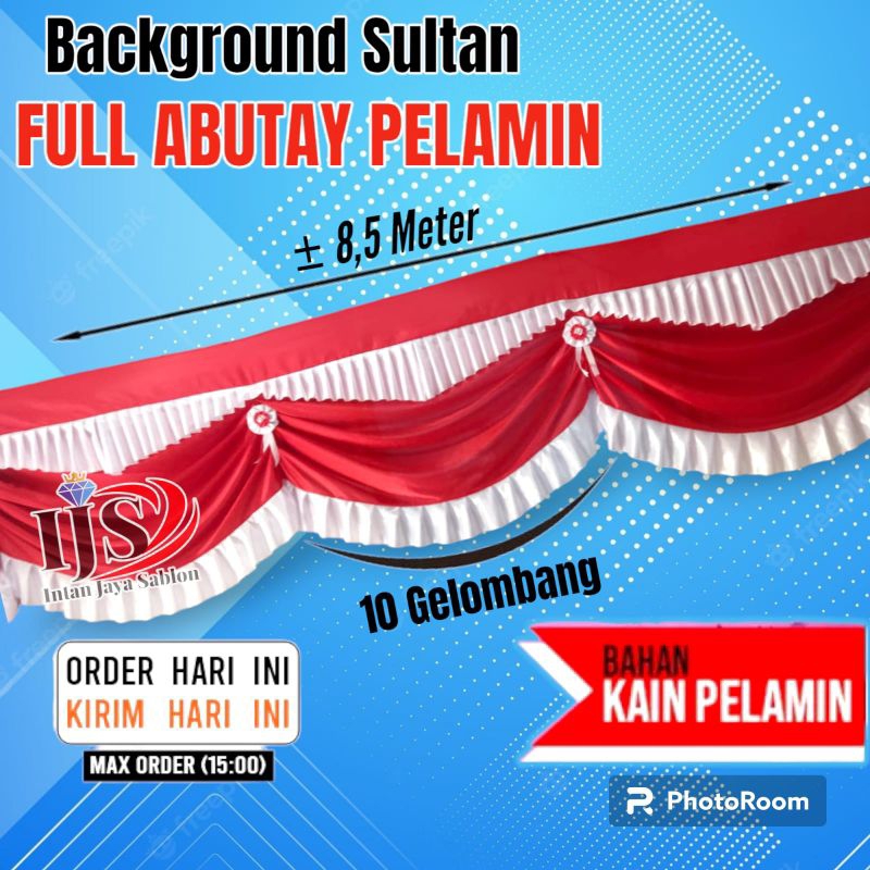 Jual BENDERA BACKGROUND SULTAN MERAH PUTIH FULL ABUTAY PELAMIN 10 GELOMBANG/BENDERA UMBUL UMBUL ...