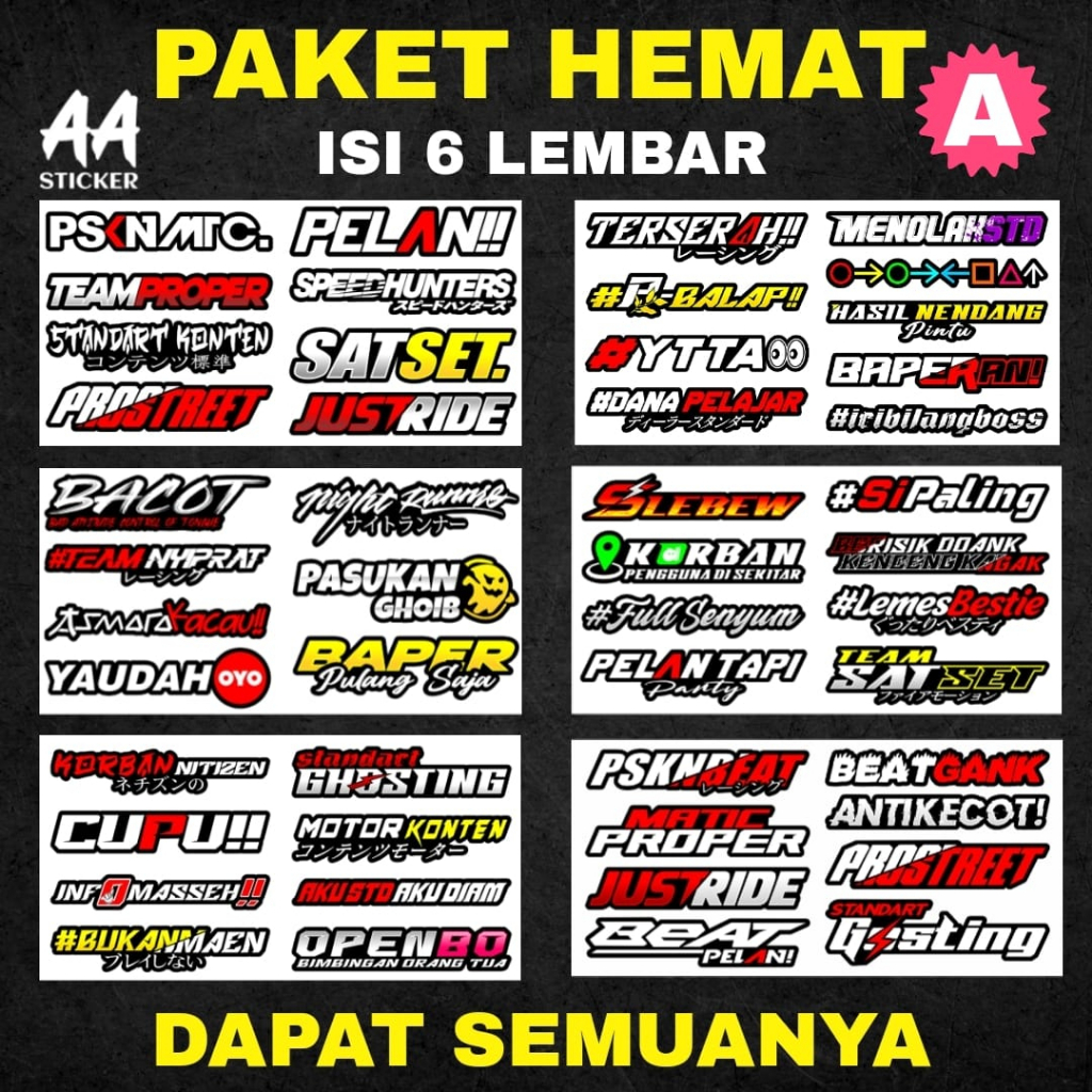 Jual Stiker Racing Pack Print Cut Paket Hemat isi 6 Lembar Sticker ... Jual Stiker Racing Pack Print Cut Paket Hemat isi 6 Lembar Sticker ...