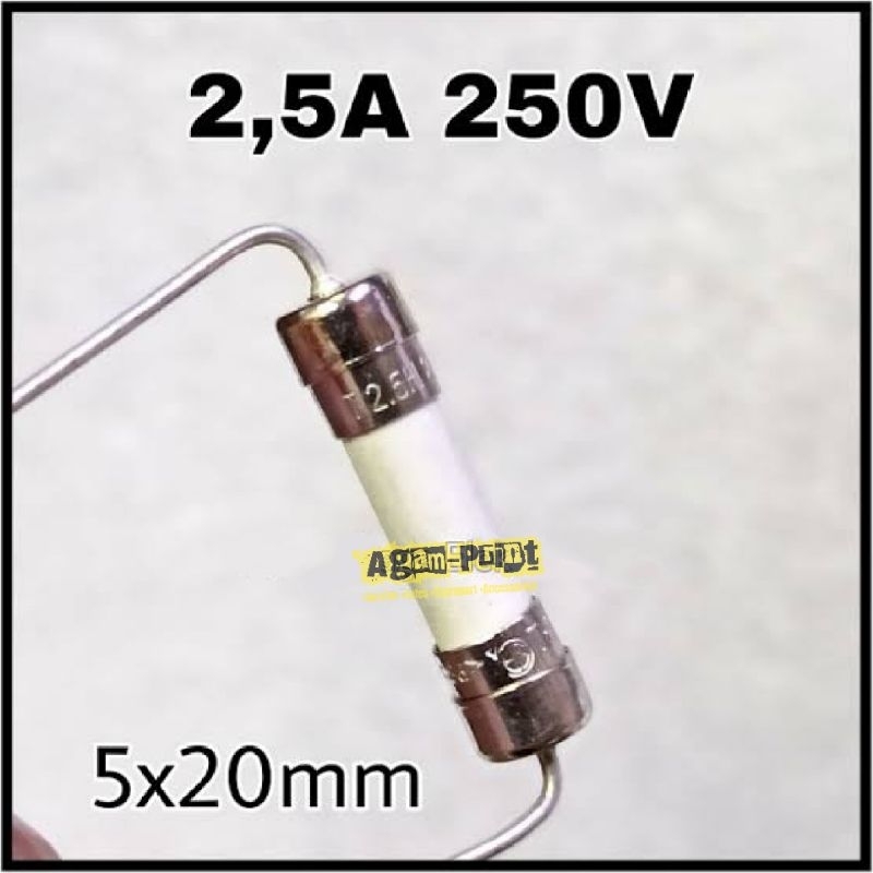 Jual Fuse Keramik Sikring kaki Sekering PCB Board 2,5A 250V 5x20mm ...