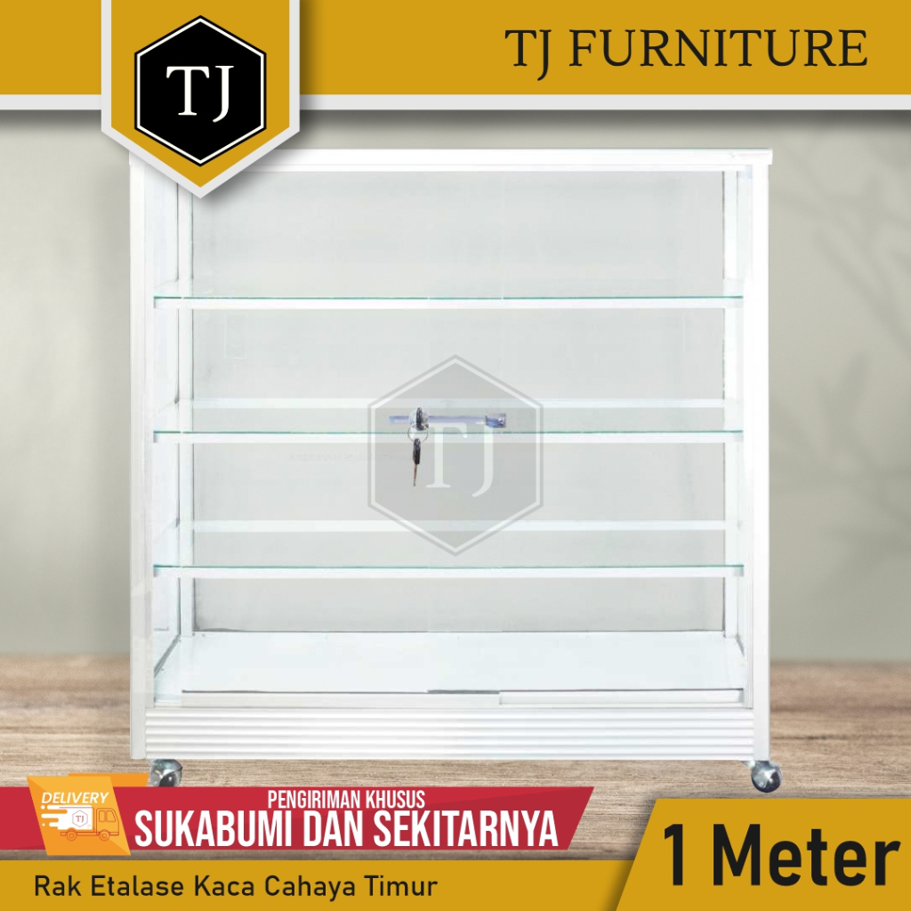 Jual Cahaya Timur Rak Etalase Kaca 1m / Rak Display Toko Roda / Etalase ...