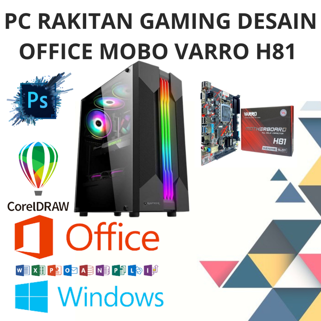 Jual PC KOMPUTER RAKITAN GAMING EDITING DESAIN INTEL CORE i7 4790 MOBO VARRO H81 SSD NVME GT 730 ...