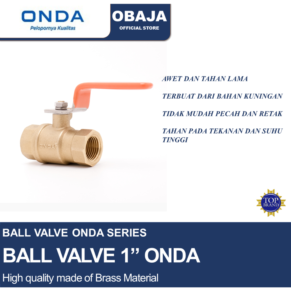 Jual Onda Ball Valve 1" Onda / Stop Kran Kuningan Onda / Ball Valve Brass Onda | Shopee Indonesia