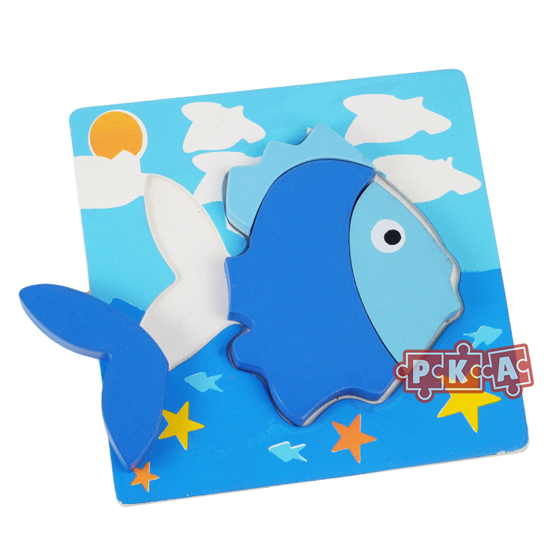 Jual Puzzle Chunky Mainan Kayu Edukasi Puzzle Anak 3D Gambar Ikan Fish ...