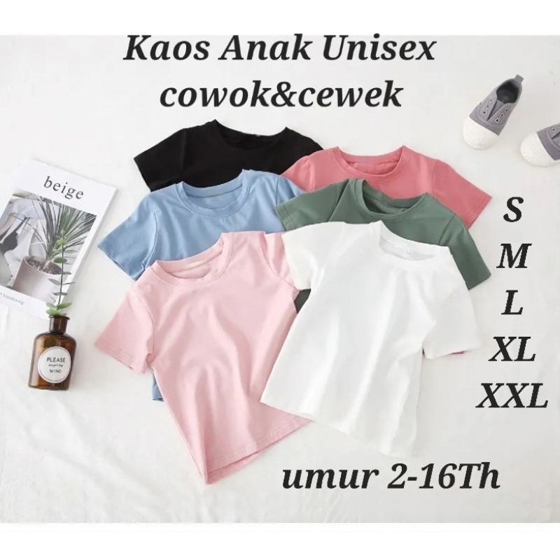 Jual Kaos Anak Polosan Baju Anak Unisex Kaos Atasan Oblong Anak Lengan Pendek Cod | Shopee Indonesia