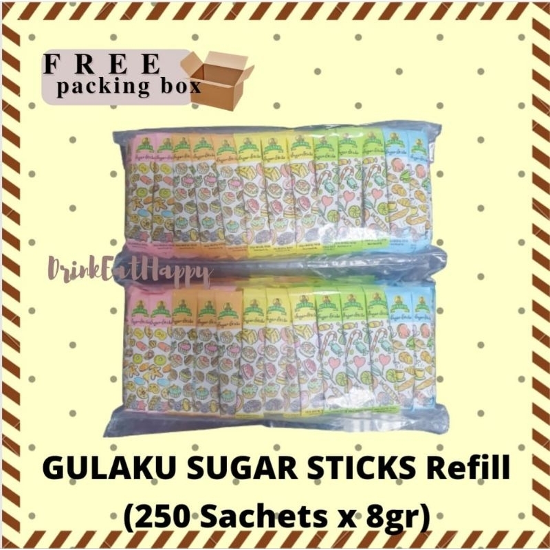 Jual GULAKU Stik Gula Sugar Sticks Refill ( 250 Sachets x 8gr ...
