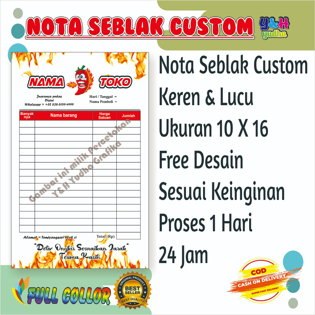 Jual NOTA SEBLAK NOTA CUSTOM NOTA KEMAUAN SENDIRI WARUNG MAKAN NAMA ...