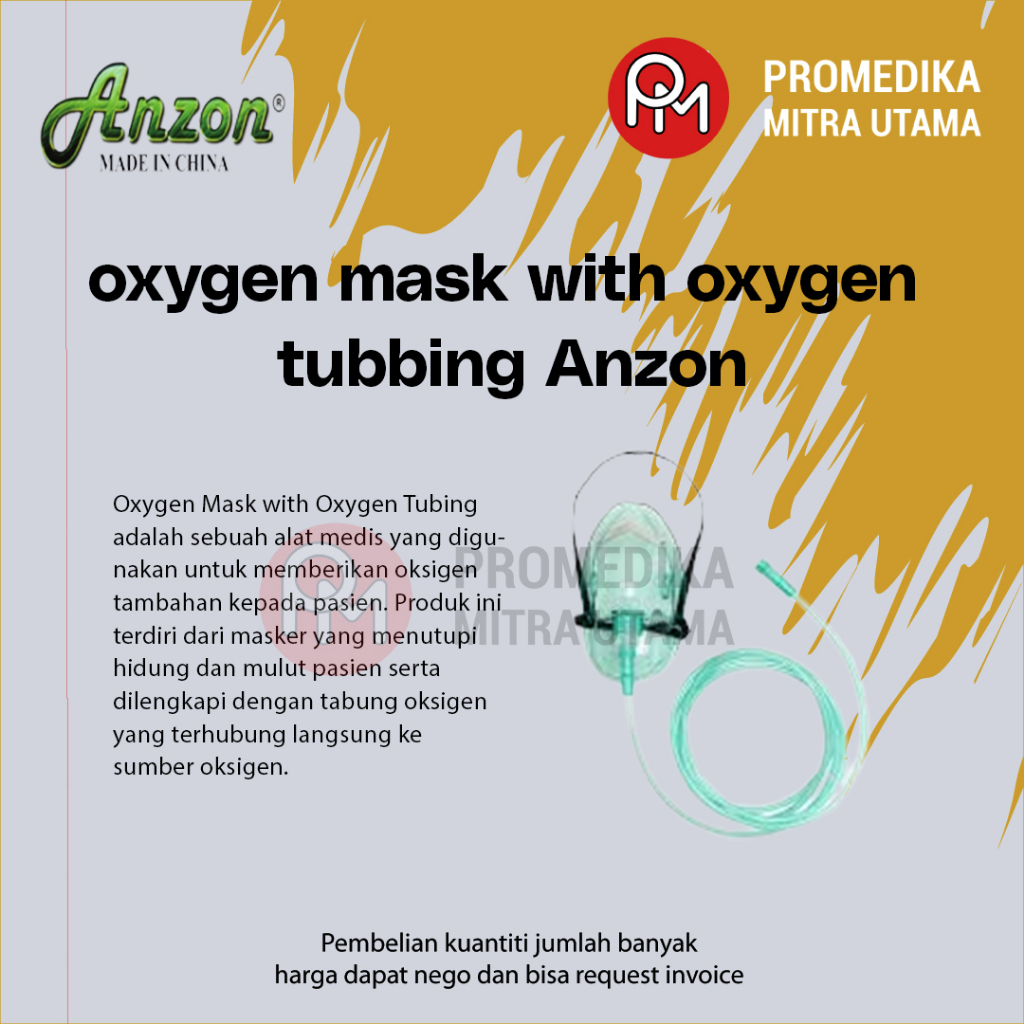 Jual oxygen mask with oxygen tubbing Anzon | Shopee Indonesia