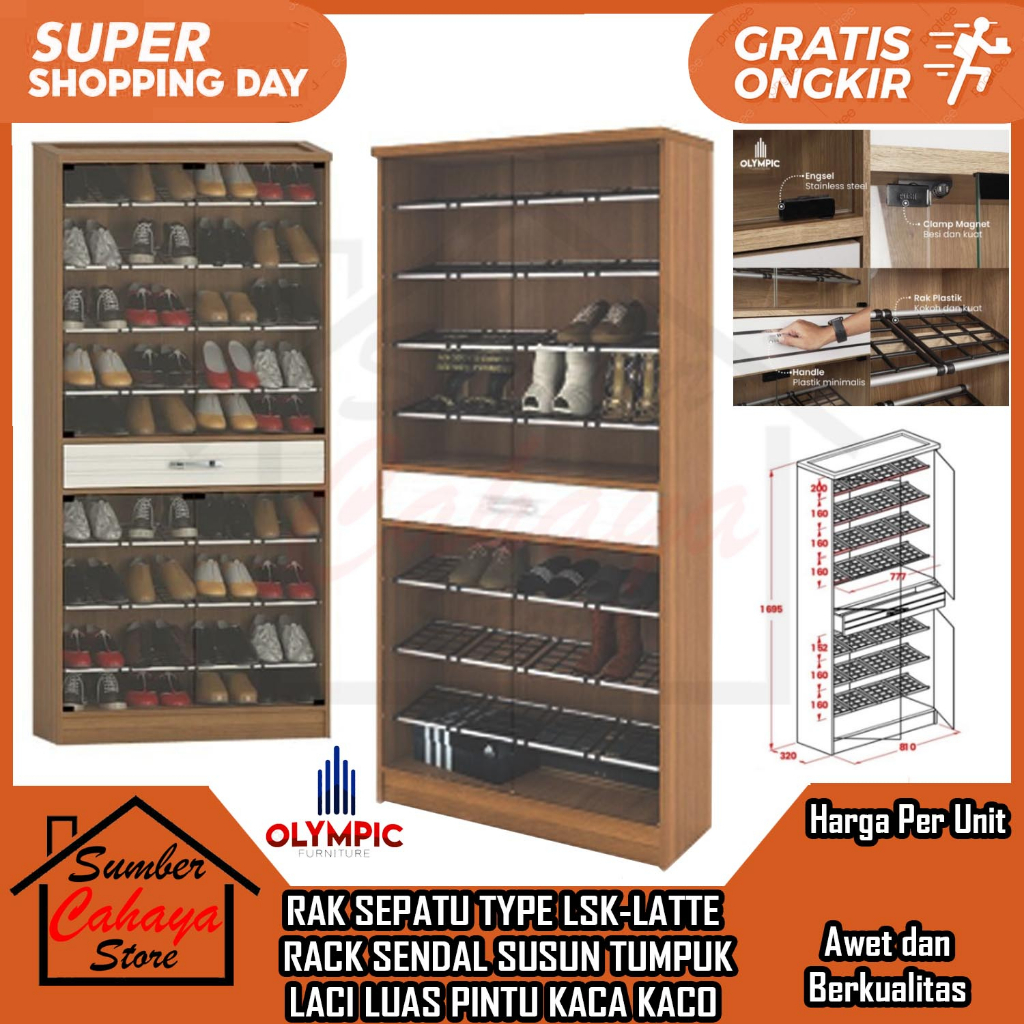 Jual [Instan] LEMARI RAK SEPATU TYPE LSK-LATTE ALMARI RACK SENDAL SUSUN ...