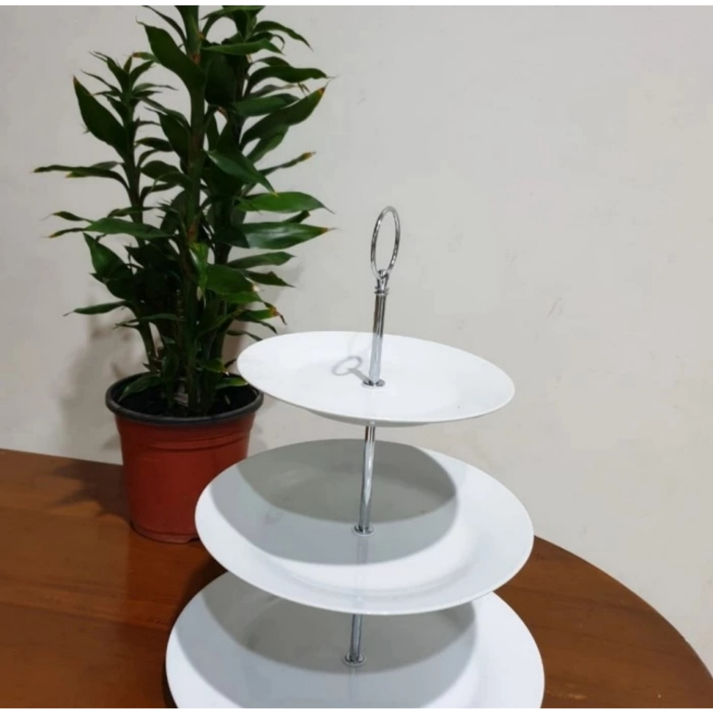 Jual Home Line Piring Keramik Buah/ Kue Set Susun Tingkat 3 Putih | Shopee Indonesia