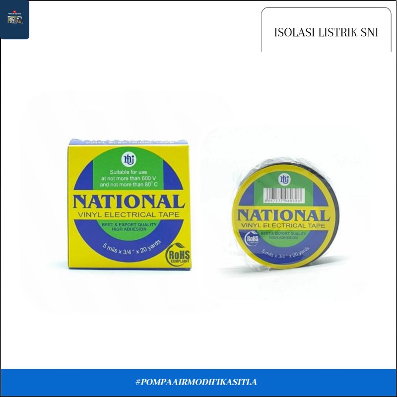 Jual ISOLASI LISTRIK NATIONAL 5 MILS 3/4" x 20 YARDS ORIGINAL SNI ...