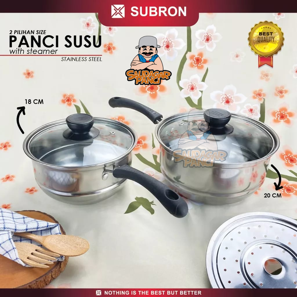 Jual SUBRON Panci Susu Milk Pot Steamer Kukus 18cm 20cm Stainless ...