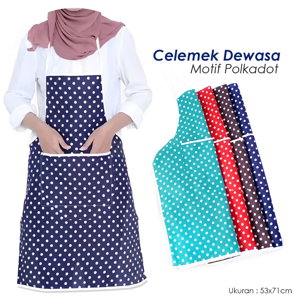 Jual Celemek Masak Dewasa Murah Motif Polkadot Halus & Lembut | Shopee ...