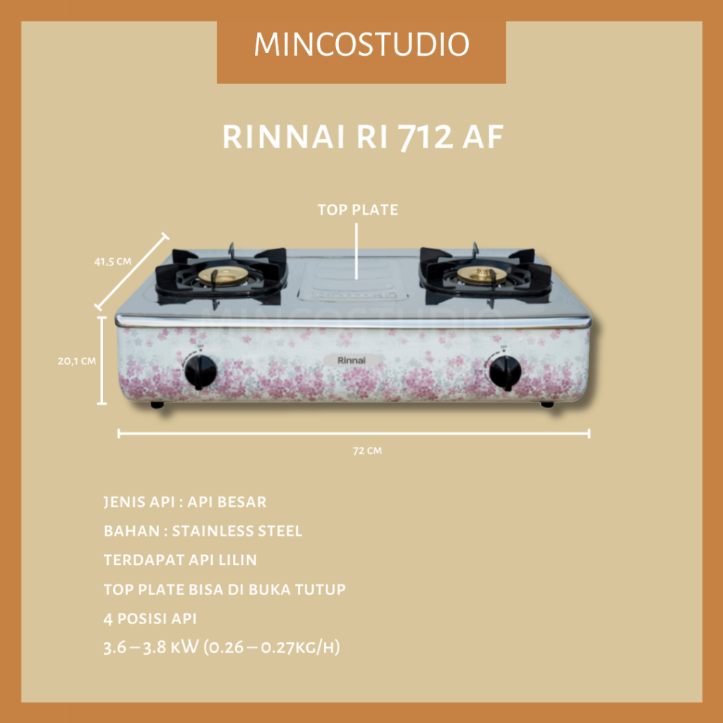 Jual KOMPOR RINNAI JUMBO 712 AF / KOMPOR GAS 2 TUNGKU TORNADO 712 AF ...